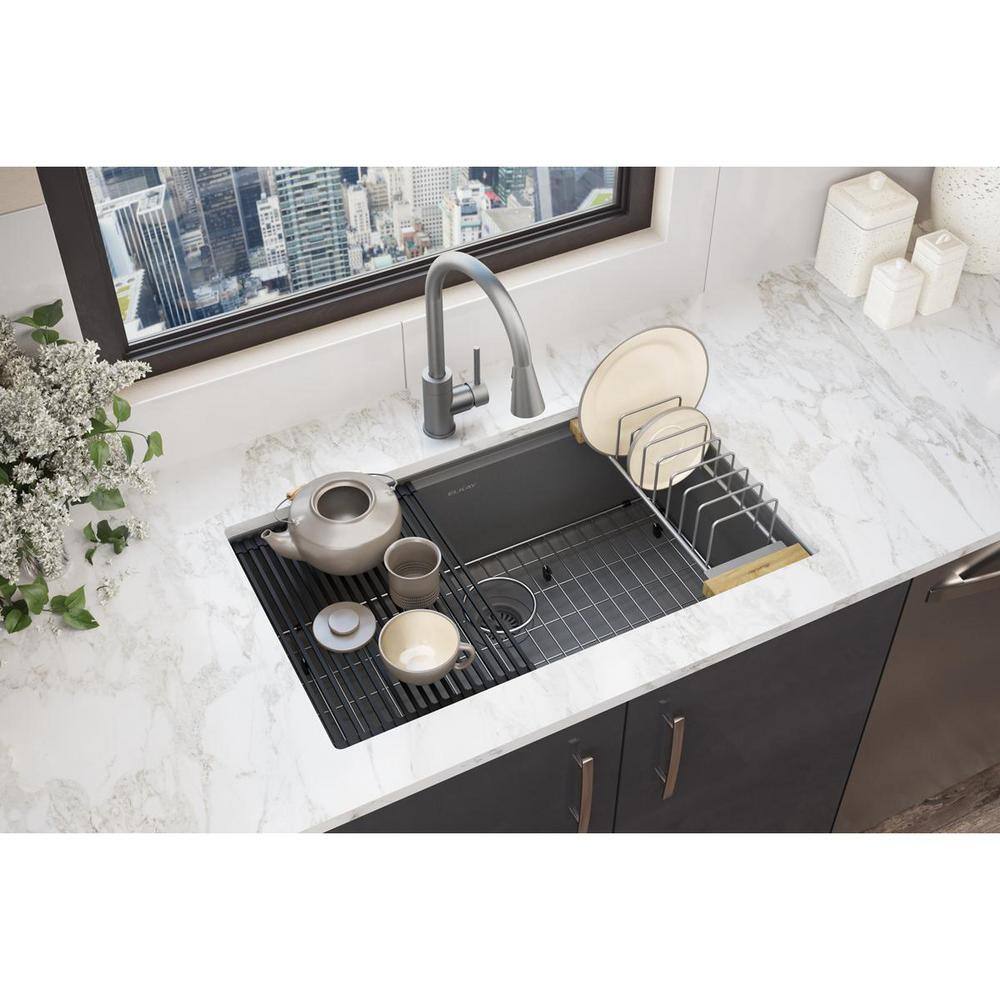 Elkay Quartz Classic Workstation Stainless Steel 17-5/8 in. x 6-3/4 in ...