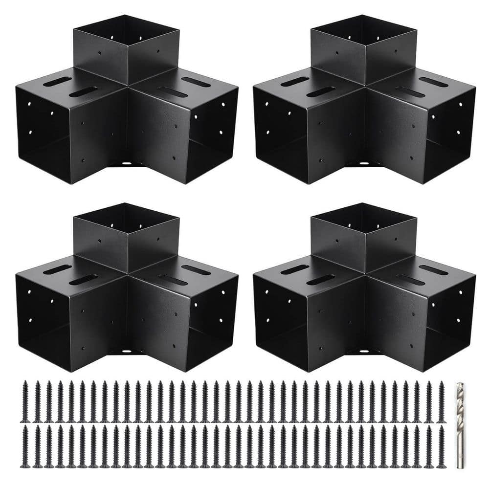 Phewnyzo 4x4 3-Way Pergola Brackets, 90° Right Angle Corner Extension ...