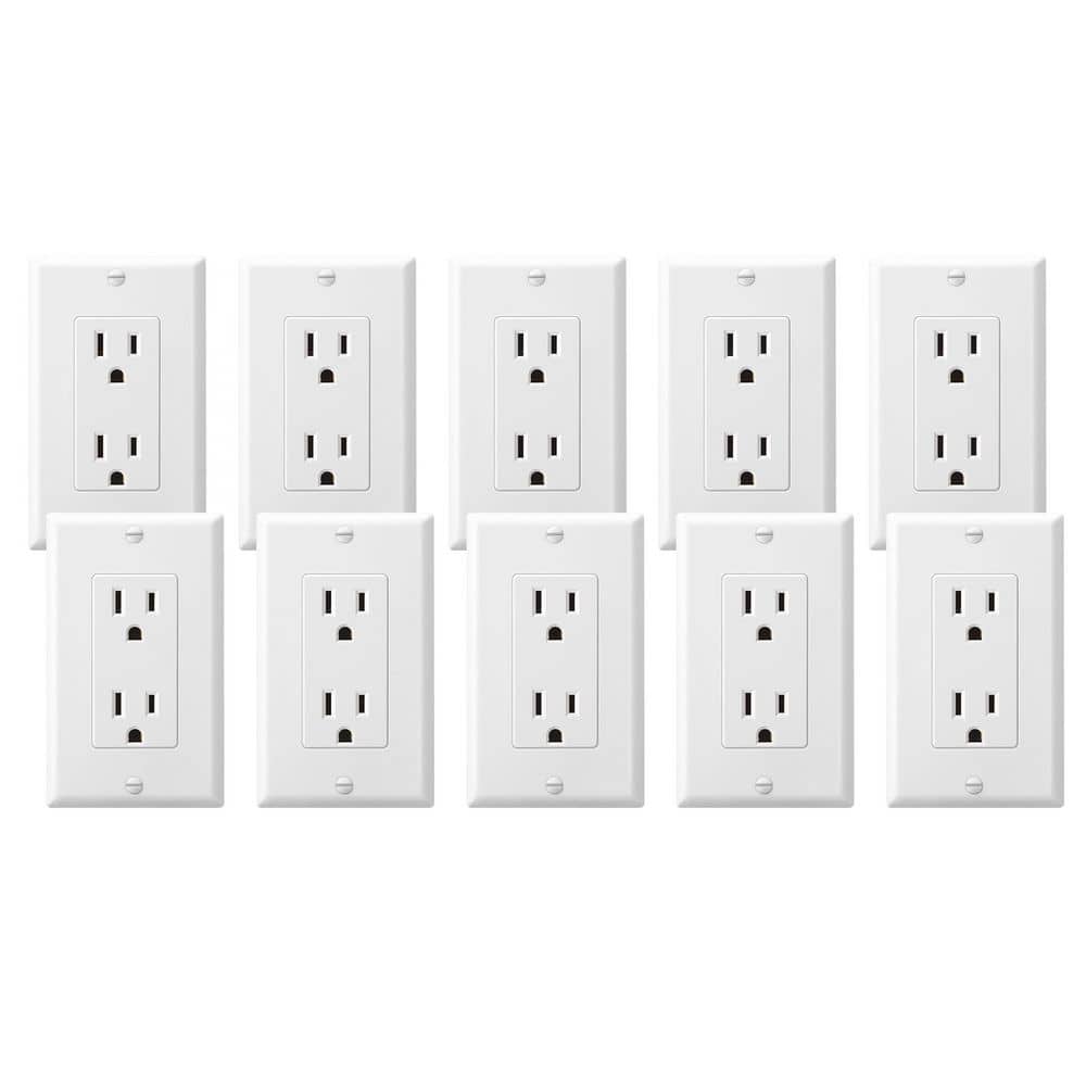 DEWENWILS Decorator Receptacle Outlet with Wall Plate, 15 Amp Standard ...