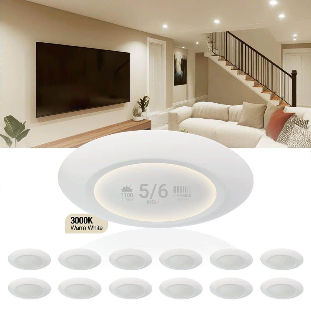 NuWatt 5/6 in. Flush Mount LED Disk Light 3000K Warm White, CRI 90 ...