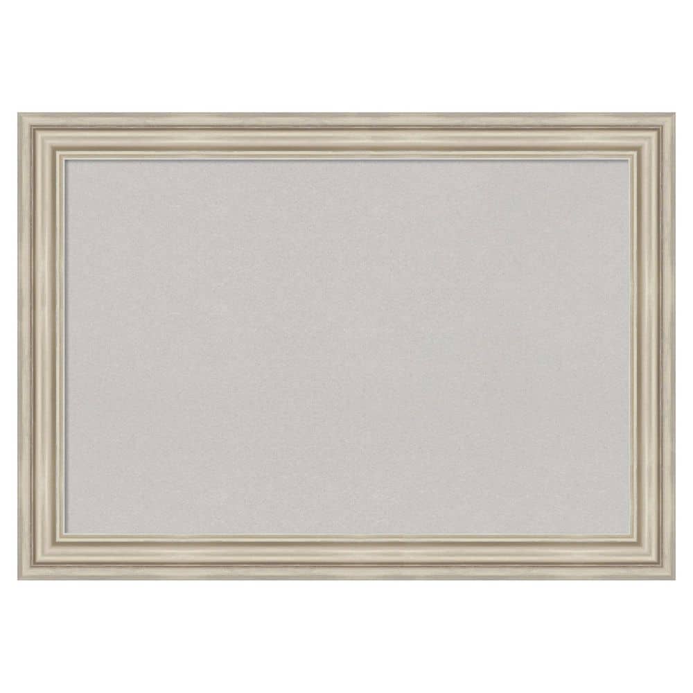 Amanti Art Sierra Silver 42 in. x 30 in., Wood Framed Grey Cork Memo ...
