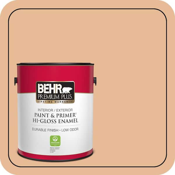 BEHR PREMIUM PLUS 1 gal. #280C-3 Fresh Praline Hi-Gloss Enamel Interior ...