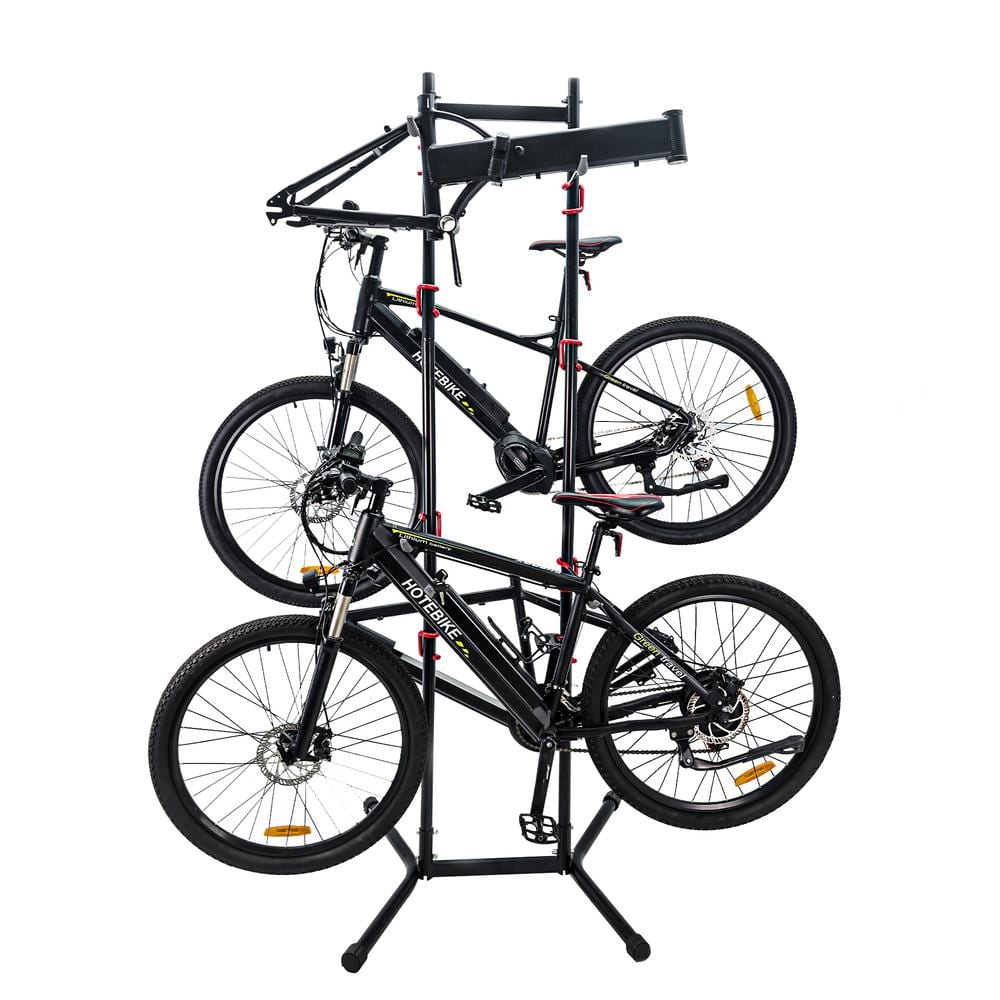 Jeedeson 4-Bike Black Steel Freestanding Bicycle Storage Rack with 8 ...