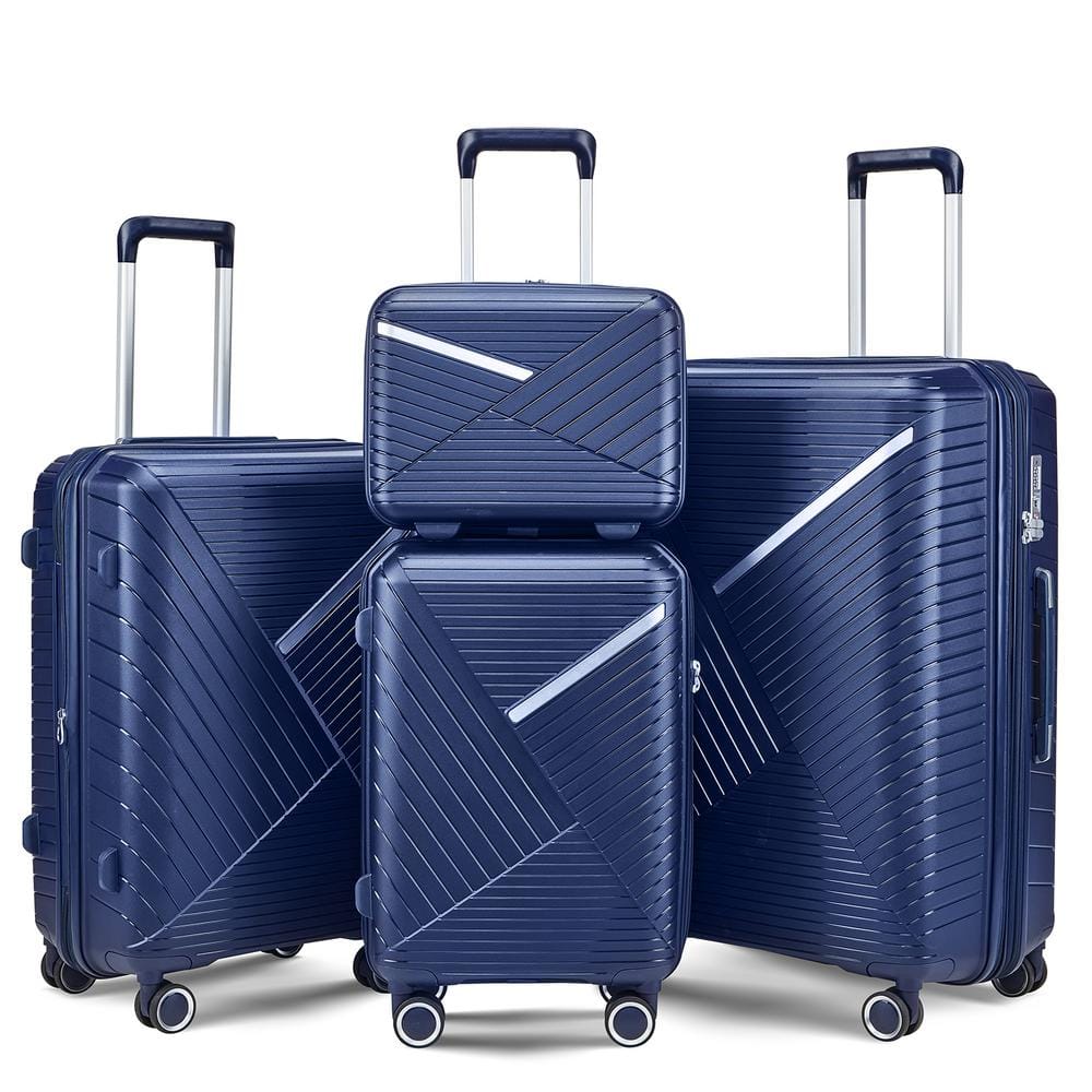 OLUMAT 4-Piece Navy Blue-1 Security and Convenience Luggage Set FO-LS-009 - The Home Depot