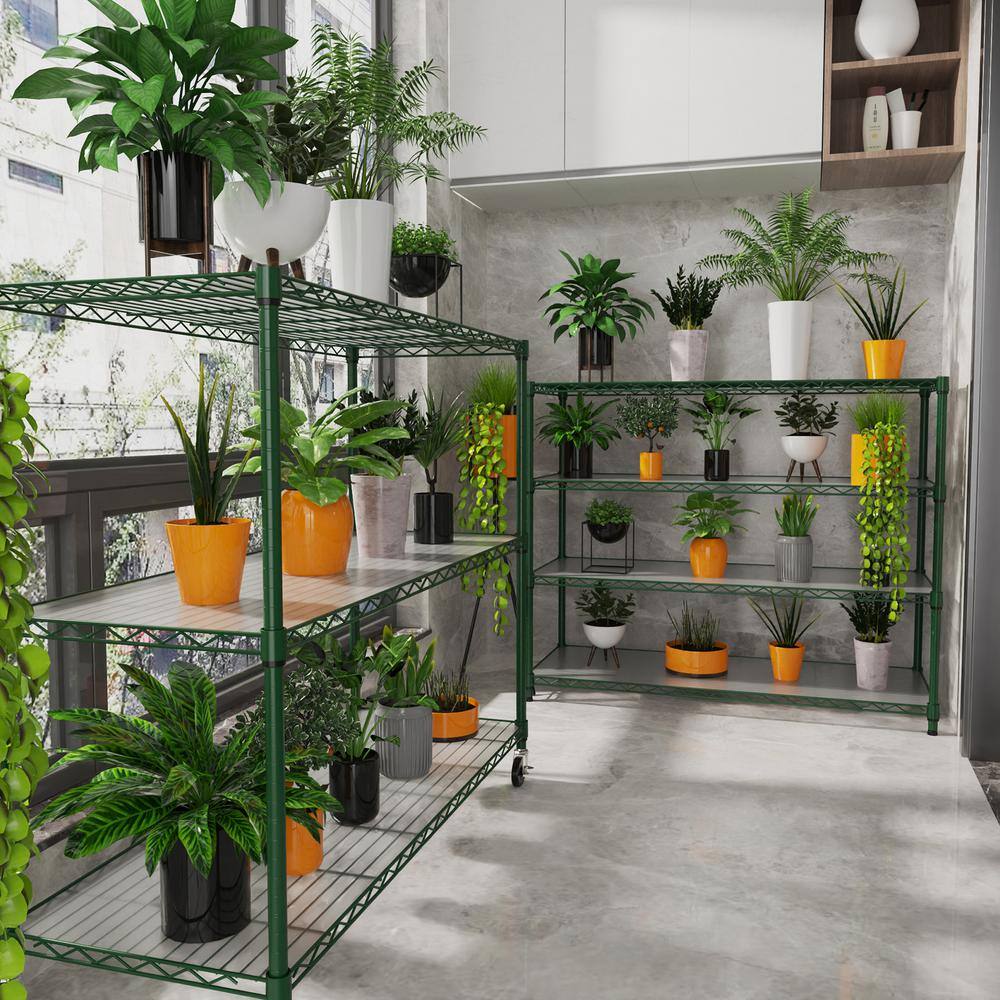 Amucolo 7-Tiers Green Heavy Duty Steel Adjustable Wire Shelving Unit ...