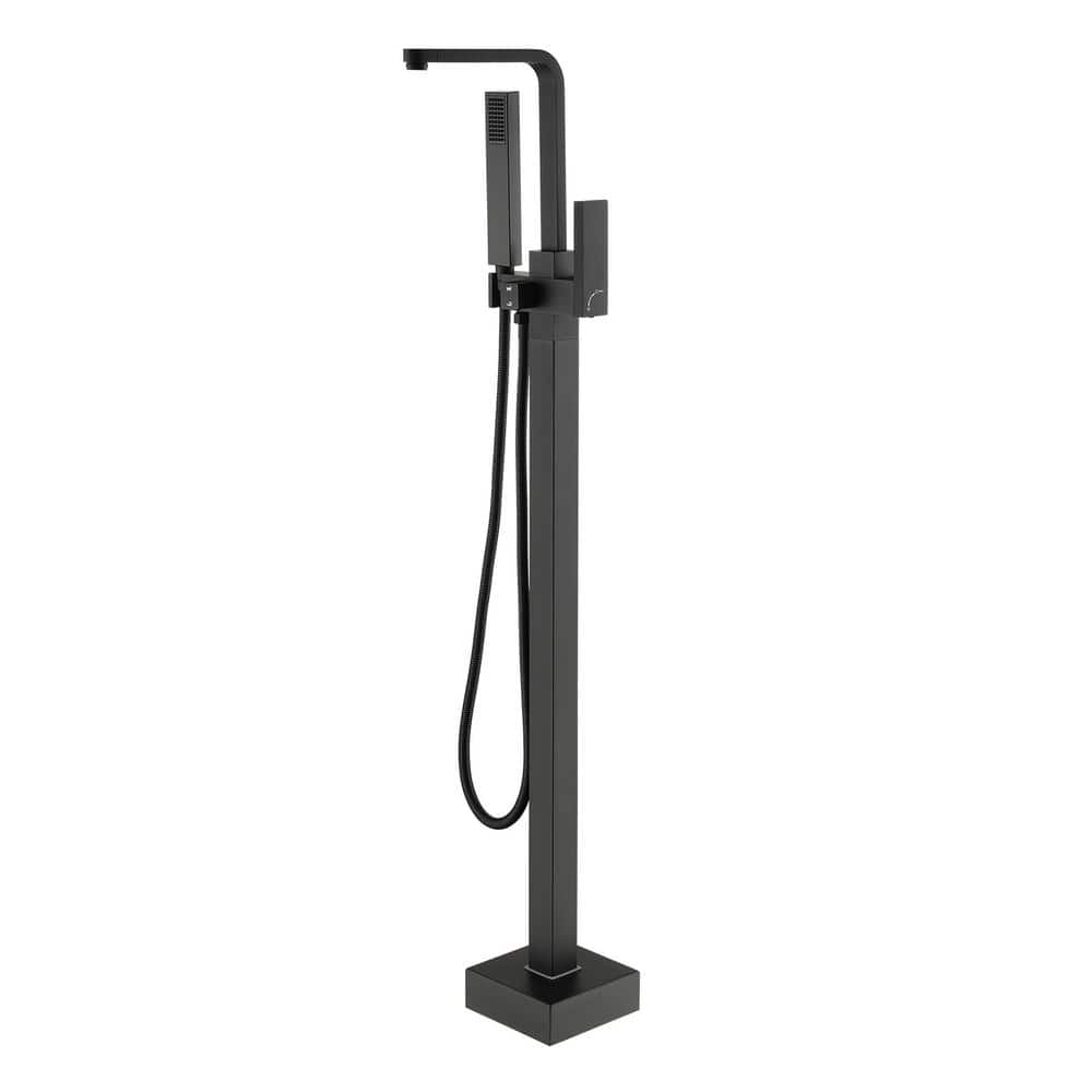 Dimakai Single-Handle Freestanding Tub Faucet with Hand Shower in Matte Black DK-9047-04-MB ...