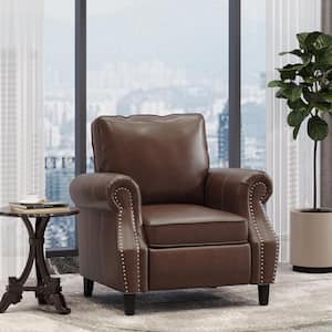 Noble House Amedou Midnight Black/Dark Brown Faux Leather Arm Chair ...