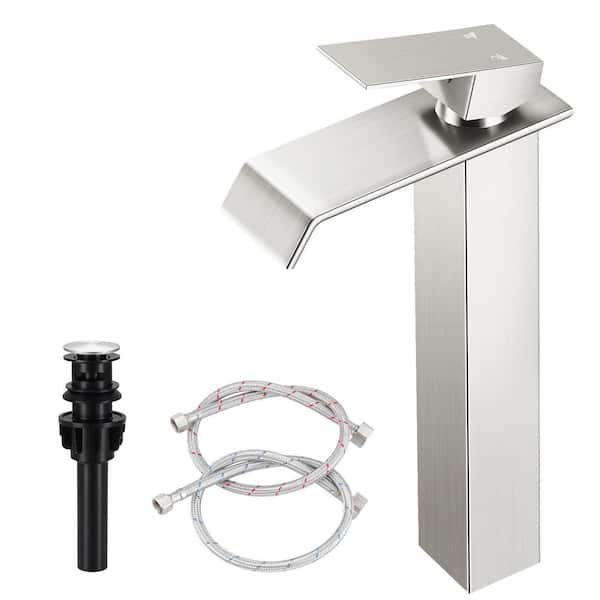 AKLFGN Waterfall Single Handle Vessel Sink Faucet with Pop-Up Drain in ...