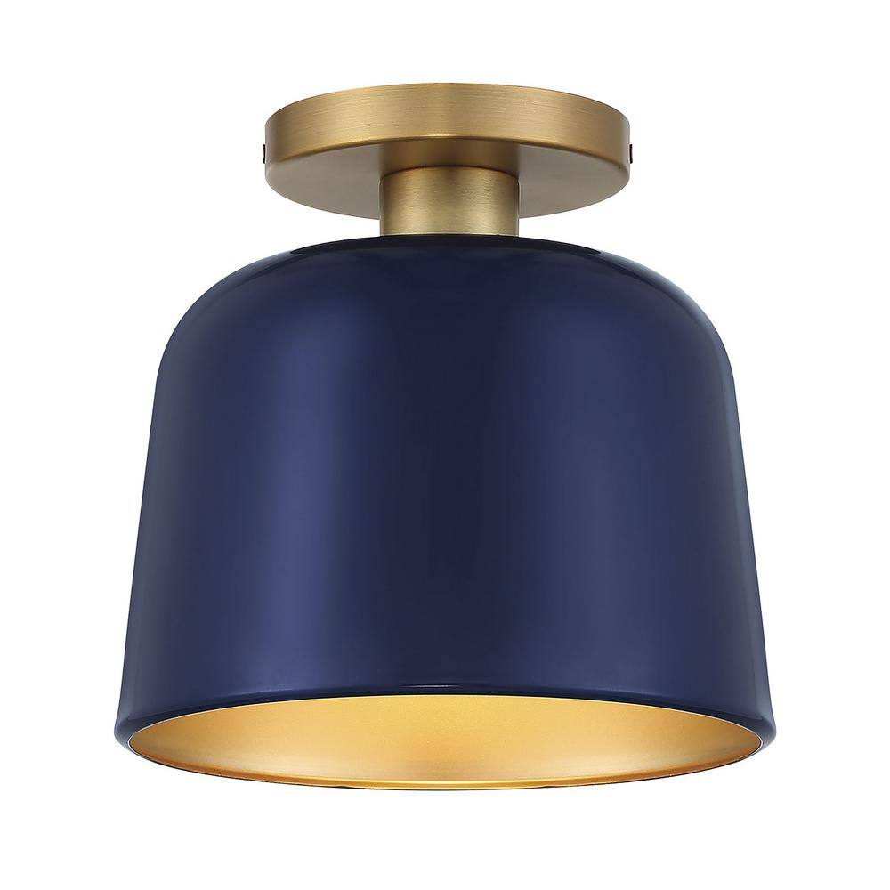 TUXEDO PARK LIGHTING 9 in. W x 9 in. H 1-Light Navy Blue with Natural ...