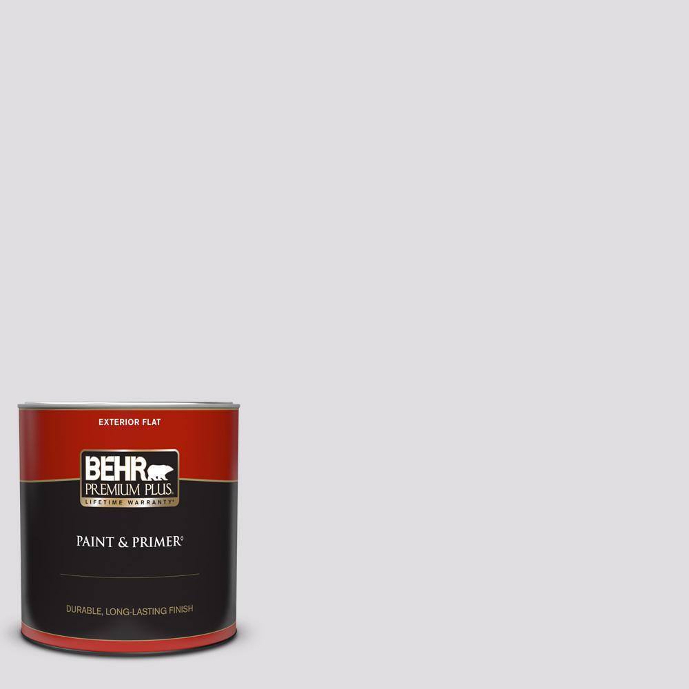BEHR PREMIUM PLUS 1 qt. #N100-1 Enigma Flat Exterior Paint & Primer ...