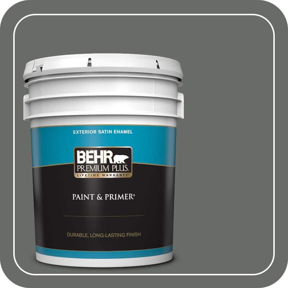 BEHR PREMIUM PLUS 5 gal. #BNC-26 Lunar Basalt Satin Enamel Exterior ...