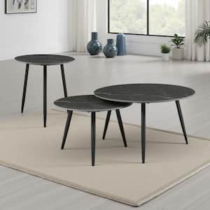 Manhattan Comfort Alondra 2-Piece Modern 31.49 in. Black Round Sintered ...