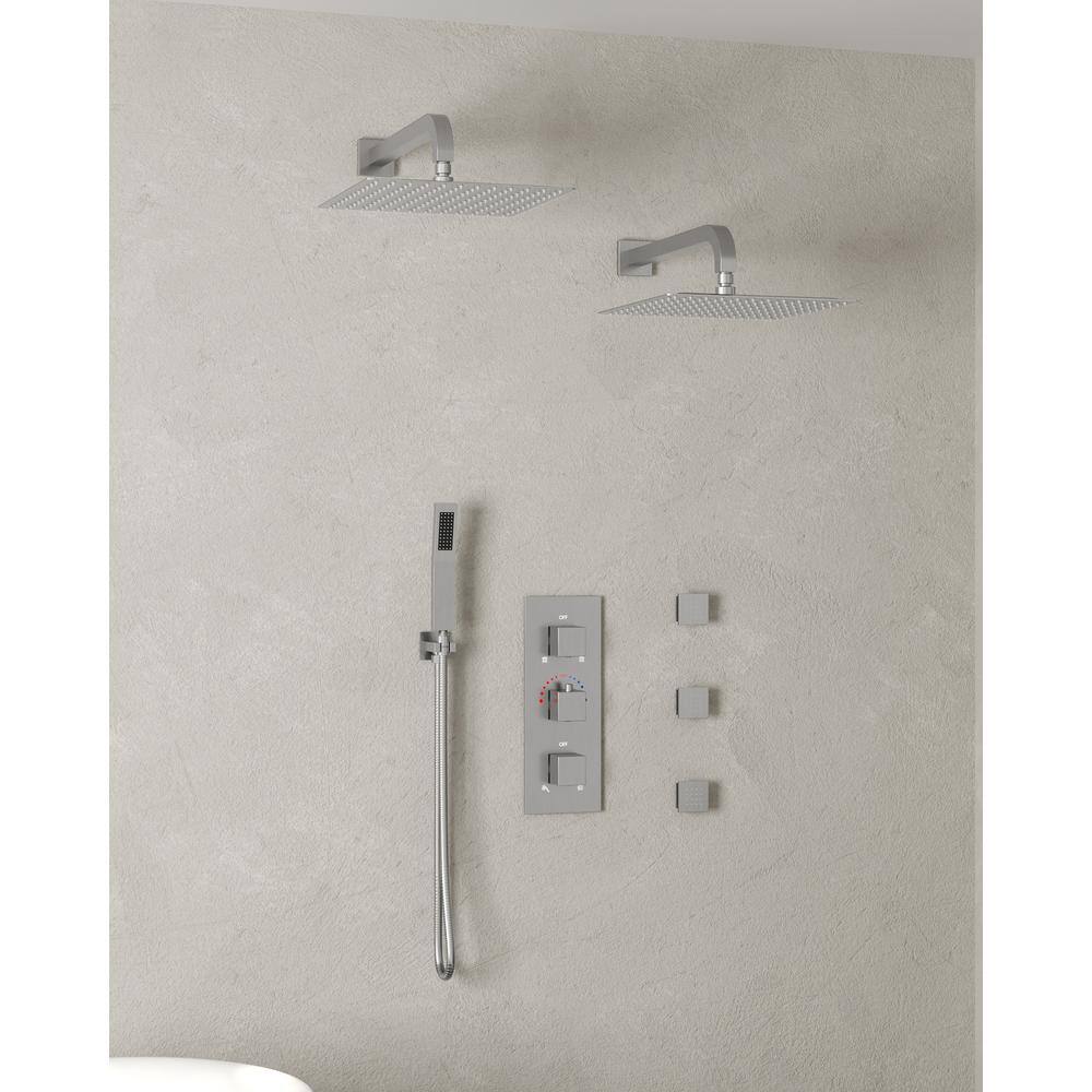 EVERSTEIN 8-Spray Patterns Wall Mount Two 12 in. Fixed Shower Head with ...