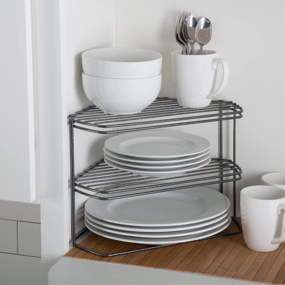 Laura Ashley Speckled 3-Tier Grey Corner Helper Shelf-LA-92556-GREY ...