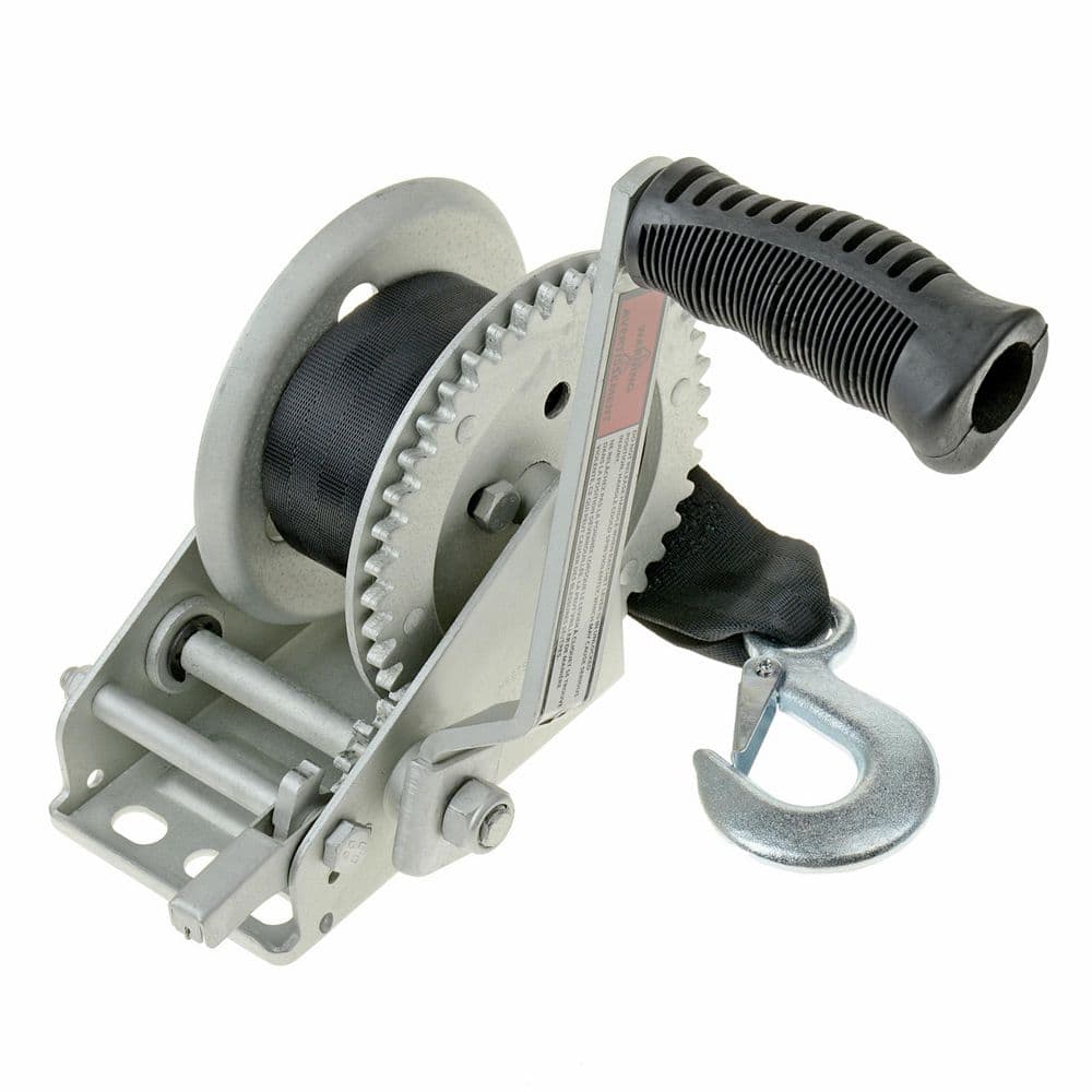 BOATING ESSENTIALS 1000 lb. Trailer Winch with 2"x20' Strap, Heavy-Duty ...
