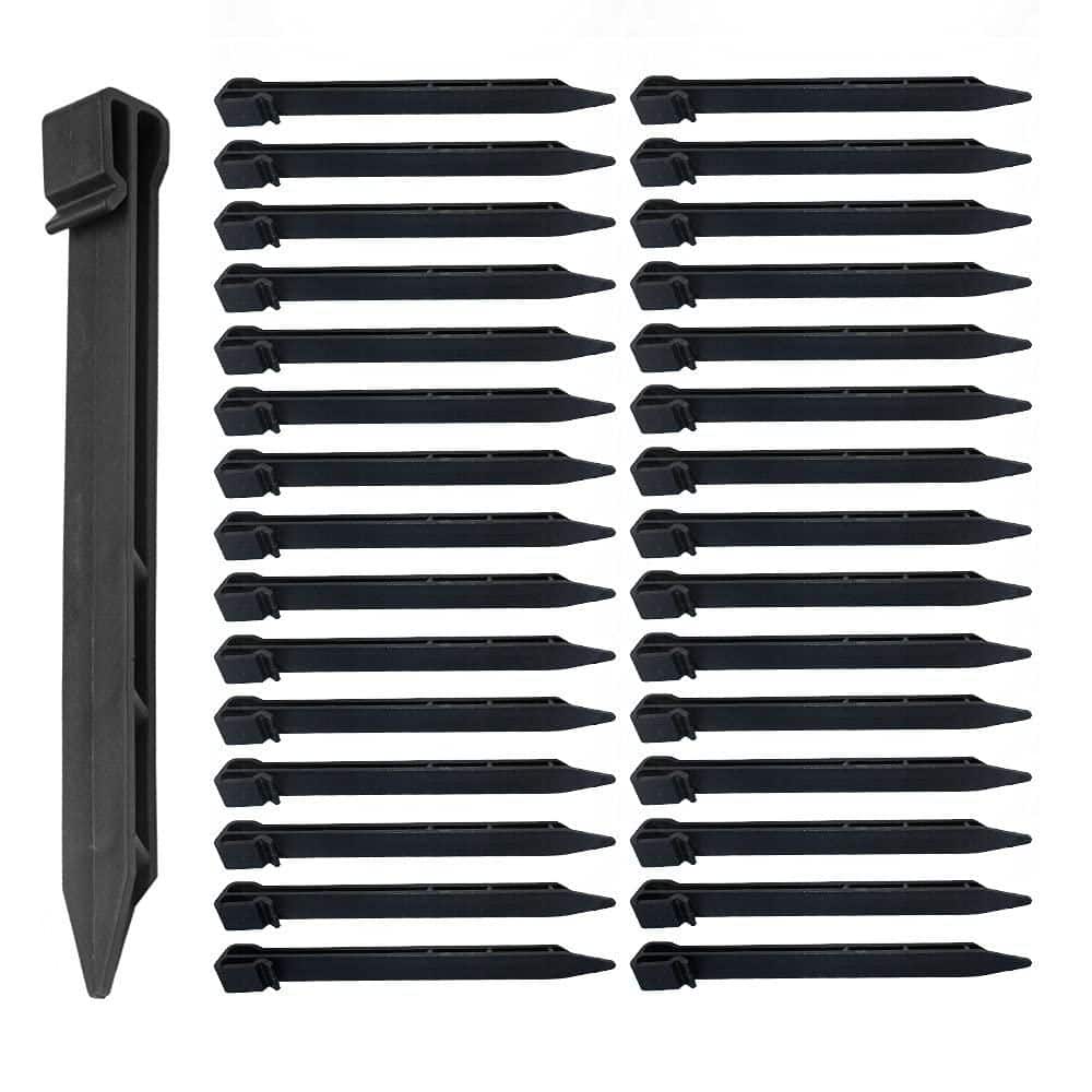 10 in. Black Plastic Heavy Duty Landscaping Plant Edging Stake (30-Pack ...