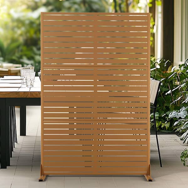 TUYOHW Brown 47 in. W x 72 in. H Rectangular Metal Decorative Rust ...