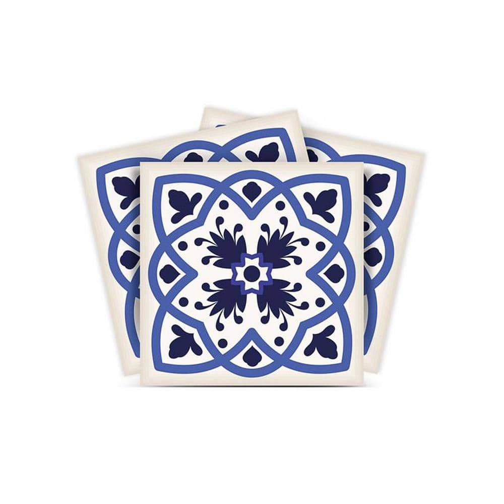 MI ALMA Blue and White A10 7 in. x 7 in. Vinyl Peel and Stick Tile (24 ...