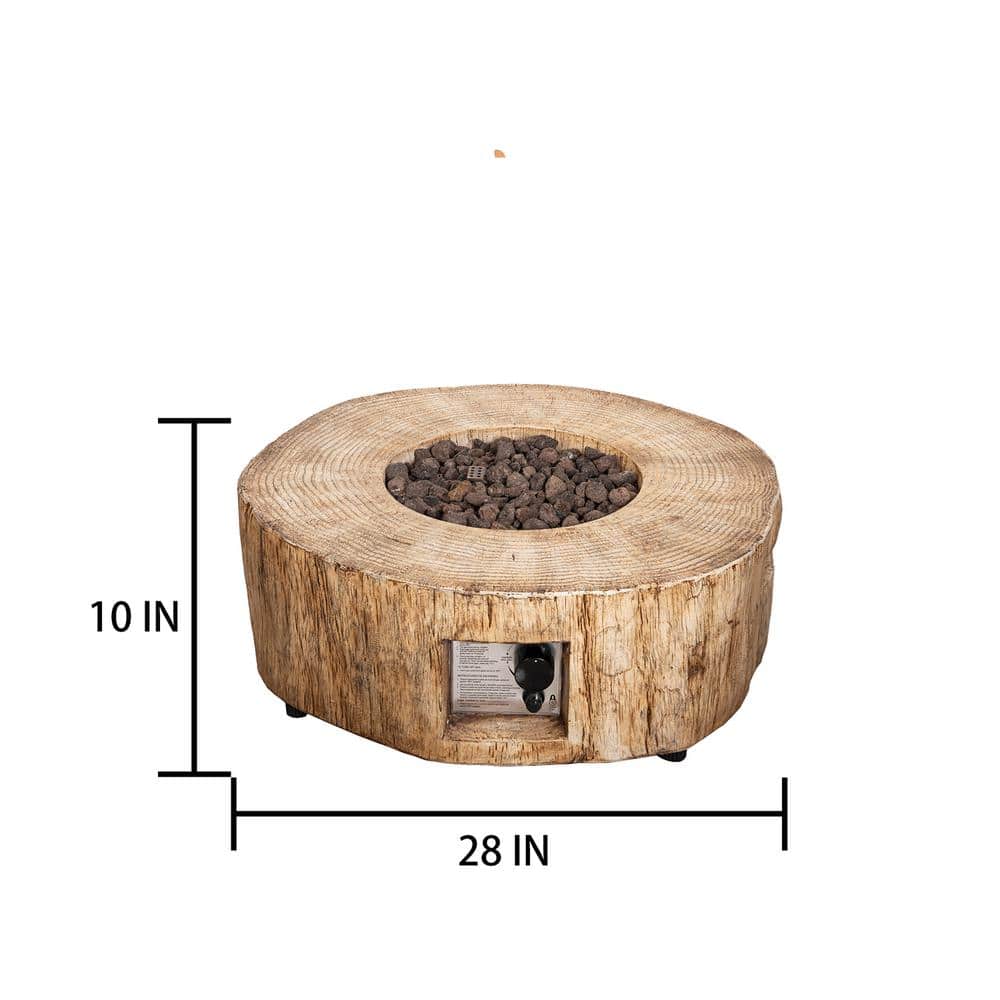 Willit 28.00 in. Brown Round Stone Outdoor Fire Pit Table with Water ...