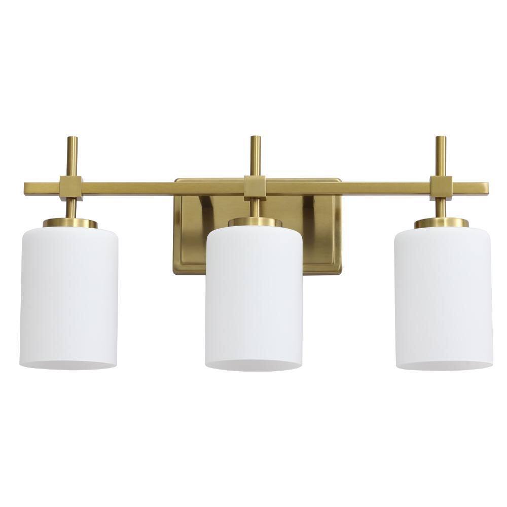 21 in. 3 Light Brushed Brass Plating/Gold Plating Vanity Light with ...