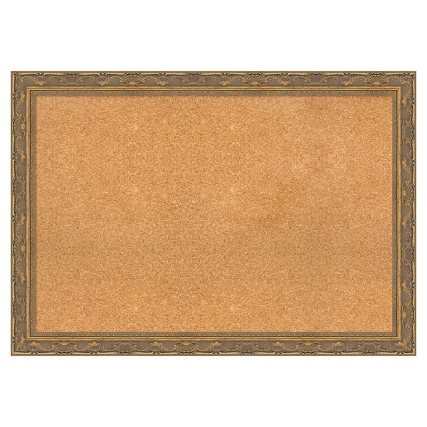 Amanti Art Filigree Gold 40 in. x 28 in. Poly Framed Natural Cork Memo ...
