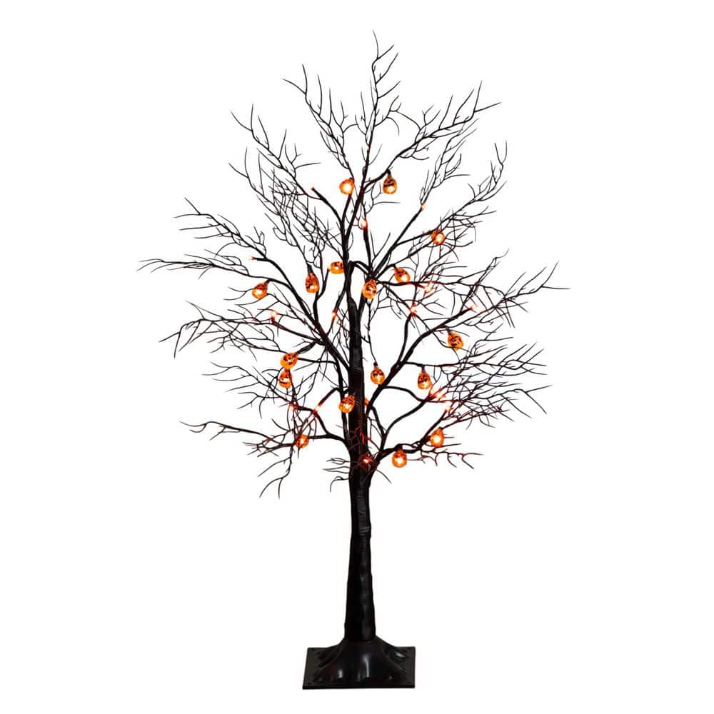 Nearly Natural 3ft. Pre-Lit Artificial Halloween Black Twig Tree with ...