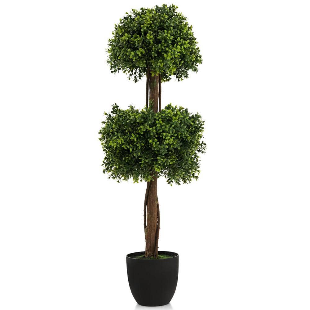 ANGELES HOME 3 ft. Green Artificial Boxwood Topiary Ball Tree for Front ...