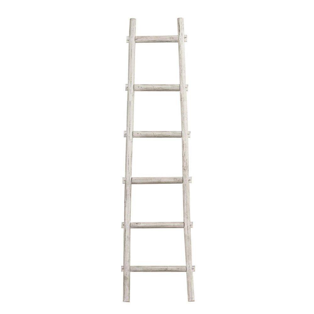 HomeRoots Mariana 6 Step White Decorative Ladder Shelve Wooden Wall Art ...