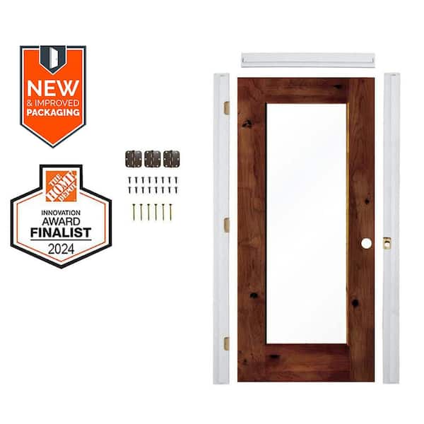 Krosswood Doors 36in.x80in. LH 1-Lite Clear Glass Red Chestnut Stain ...