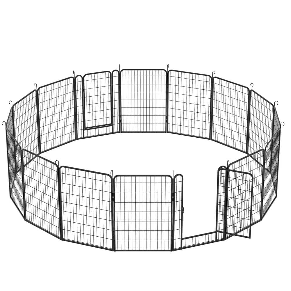 Oyezvary 108.27 in. 16-Panels Metal Garden Fence, Heavy Duty Playpen ...
