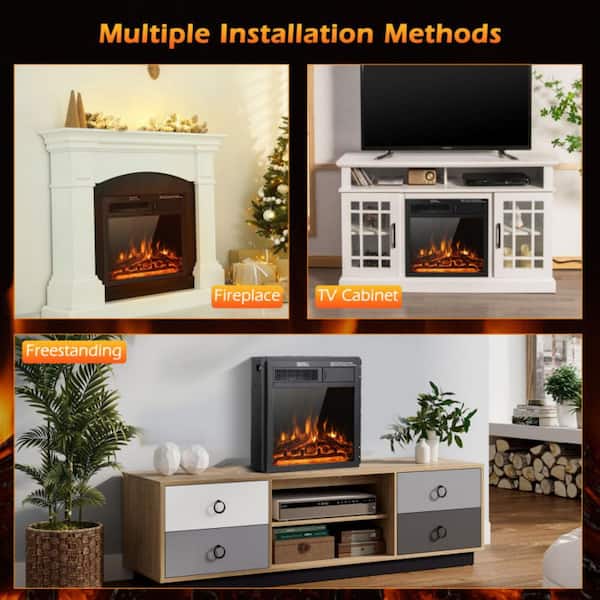 18 in. 750/1500-Watt Recessed and Freestanding Electric Fireplace ...