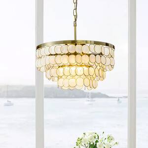 ALOA DECOR 6-Light 29.5 in. Cone Shape 5-Tiers Coastal Capiz Shells ...