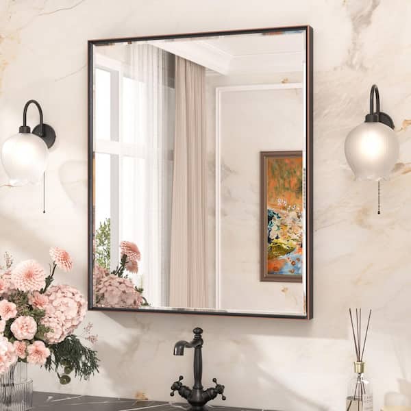 TETOTE 30 in. W x 36 in. H rectangular Oil Rubbed Bronze Mirrors for ...