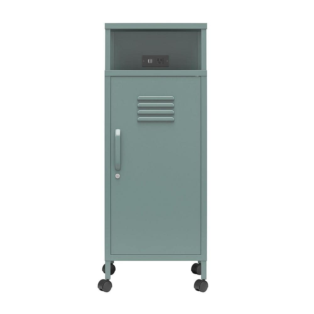 Ameriwood Cache Metal Locker Style Wheeled Storage Cart in Hunter Green ...
