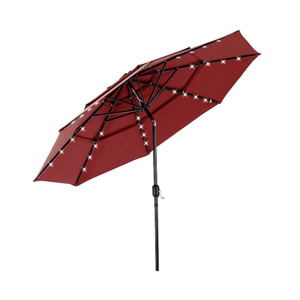 Otryad 10 ft. Iron 3-Tier Market Patio Umbrella, Outdoor Umbrella with ...
