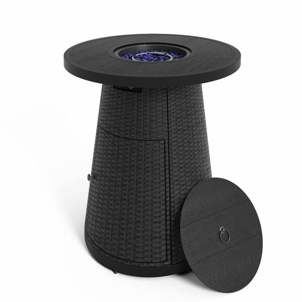 INNUMIA 31.5 in. Black Wicker Propane Fire Pit Table, 40,000 BTU ...