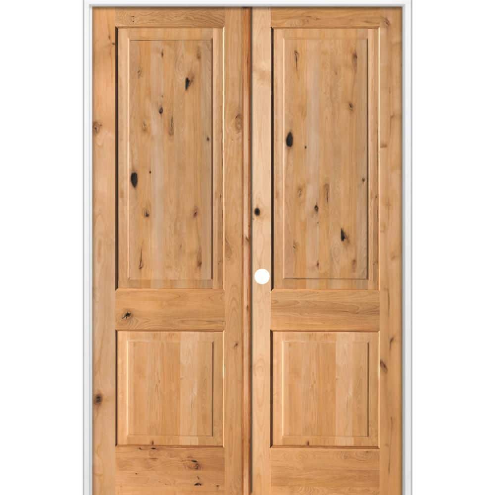 Krosswood Doors 60 in. x 80 in. Rustic Knotty Alder 2-Panel Right ...
