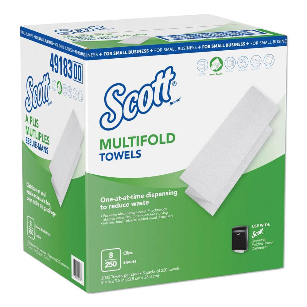 Scott Multifold Paper Towels, 9.2 in. x 9.4 in., White, (250-Pack, 8 ...