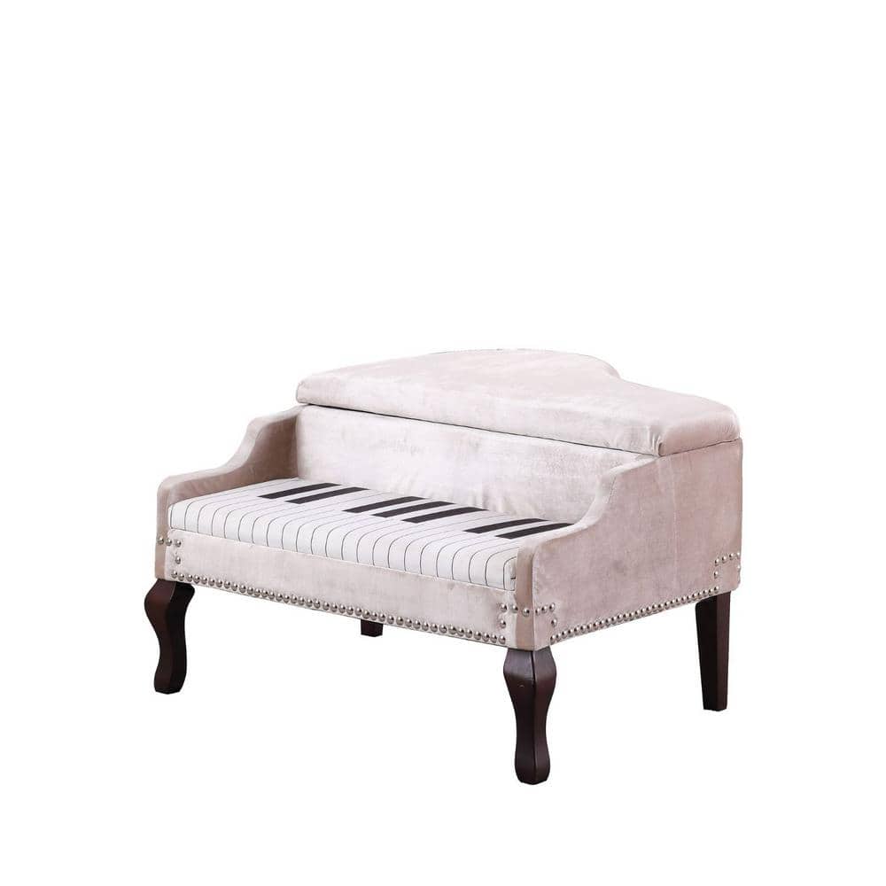 HomeRoots Caroline Silver Bench with Storage (21 in. x 32.75 in. x 38.5 ...