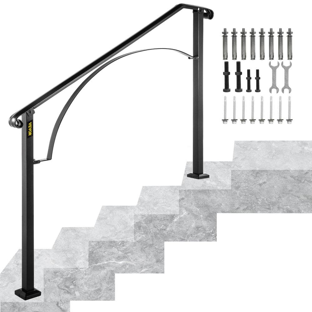 Vevor 4 Ft Wrought Iron Handrail Fit 4 Or 5 Steps Handrails For
