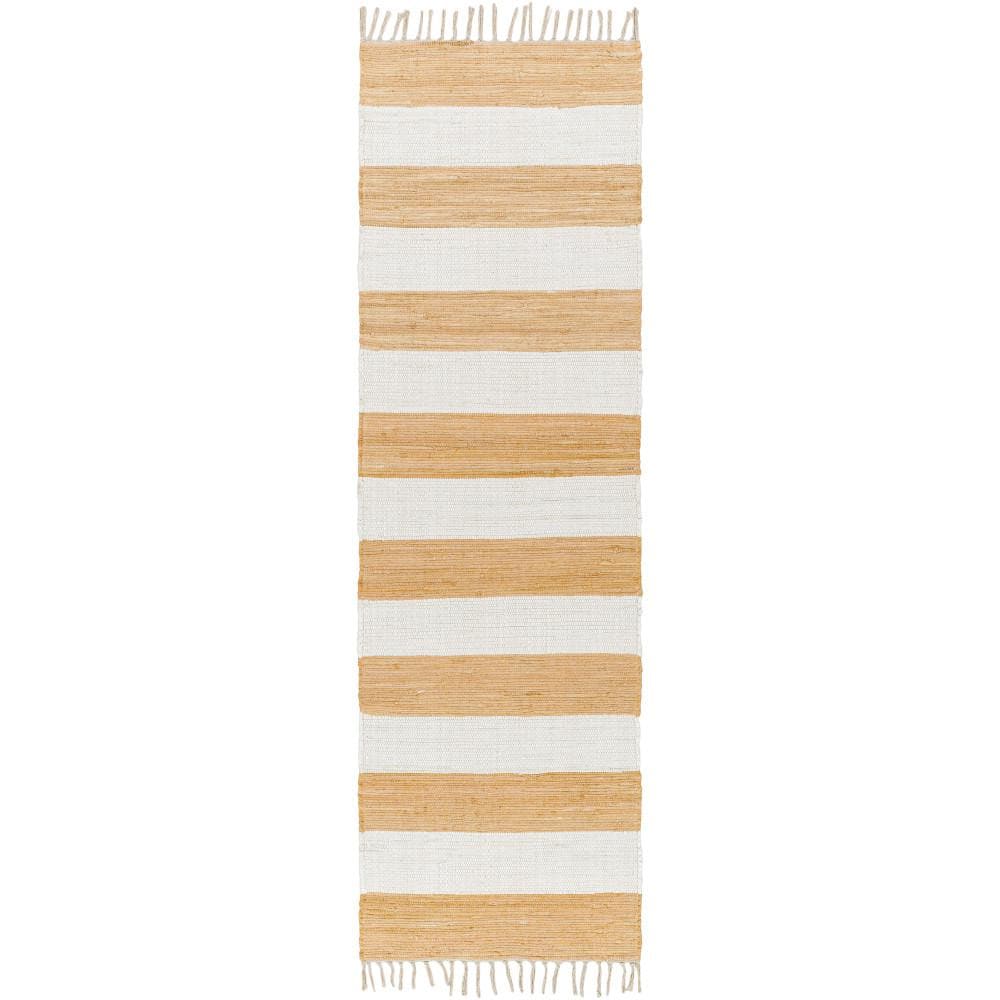 Livabliss Cotone Mustard Striped 3 ft. x 8 ft. Indoor Runner Area Rug ...