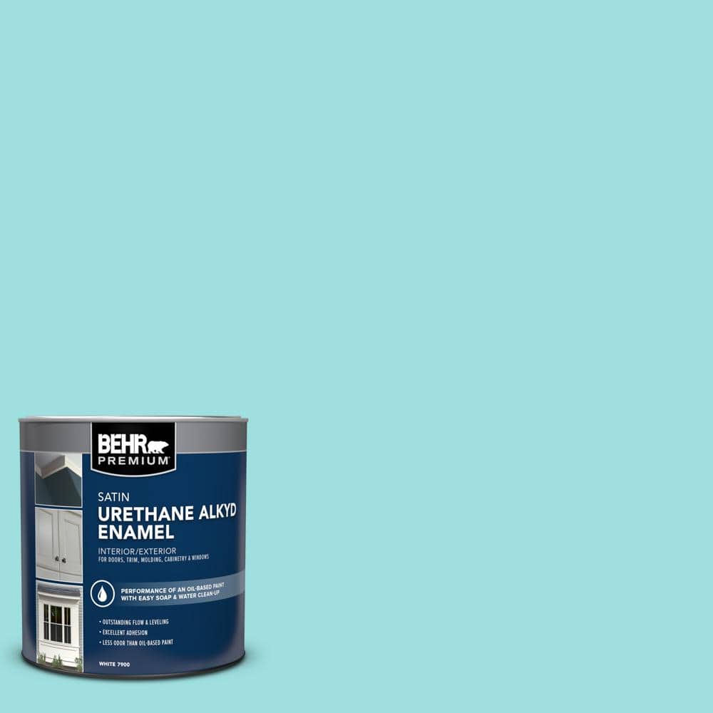 BEHR PREMIUM 1 qt. #P460-2 Tropical Waterfall Satin Enamel Urethane ...