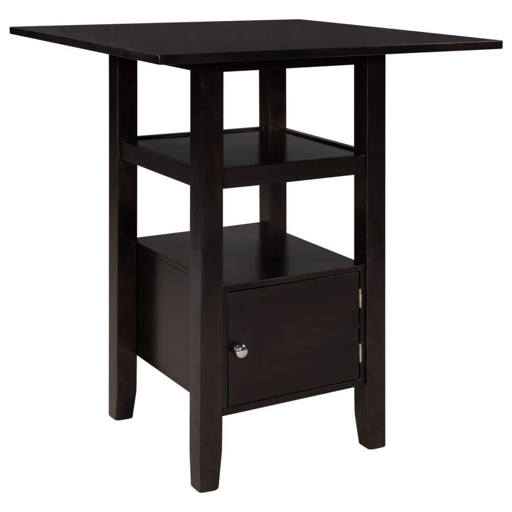 Brown Wood Outdoor Dining Table with Storage Cupboard and Shelf ST719B ...