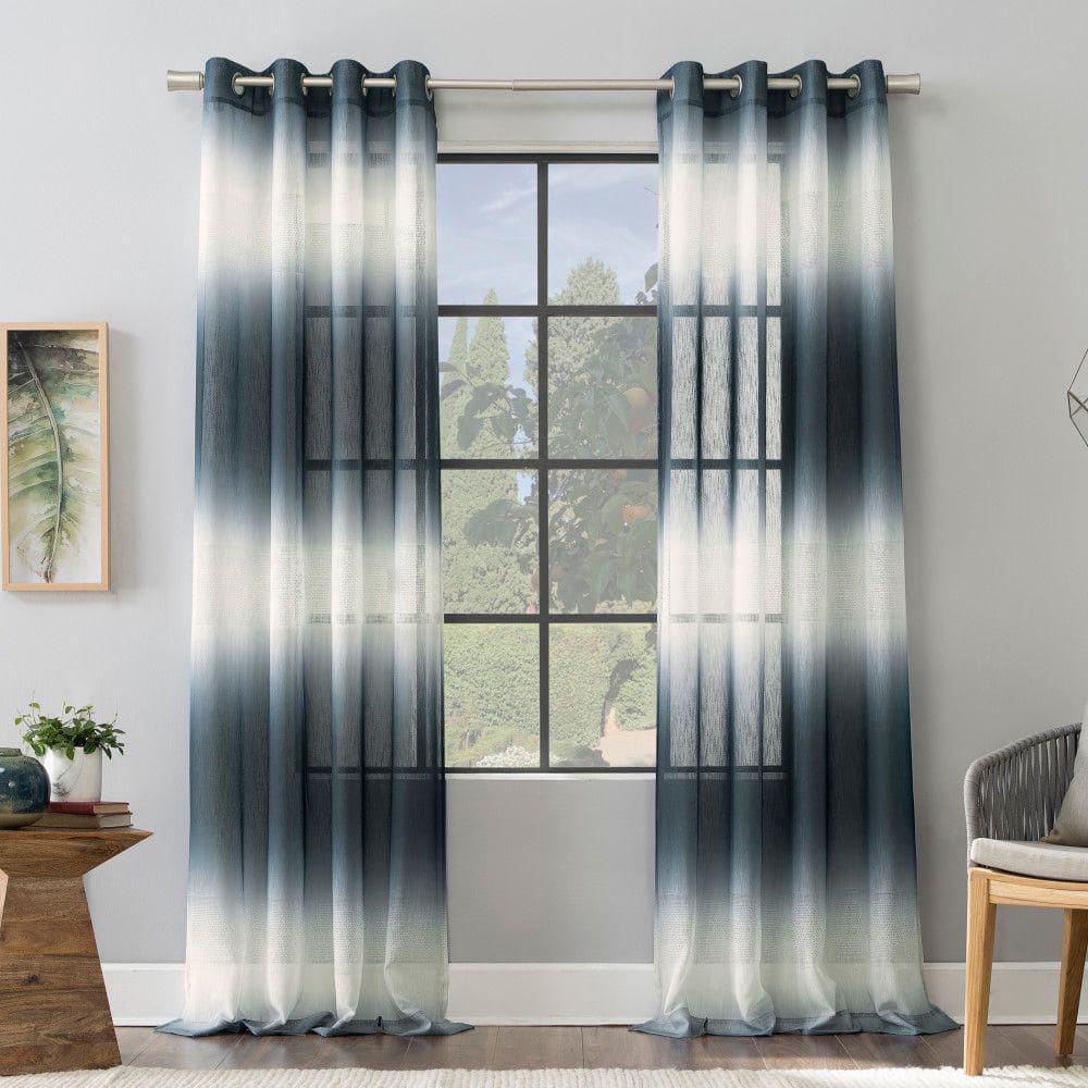 SCOTT LIVING Atlantic Ombre 52 in. W x 84 in. L Open Weave Sheer ...