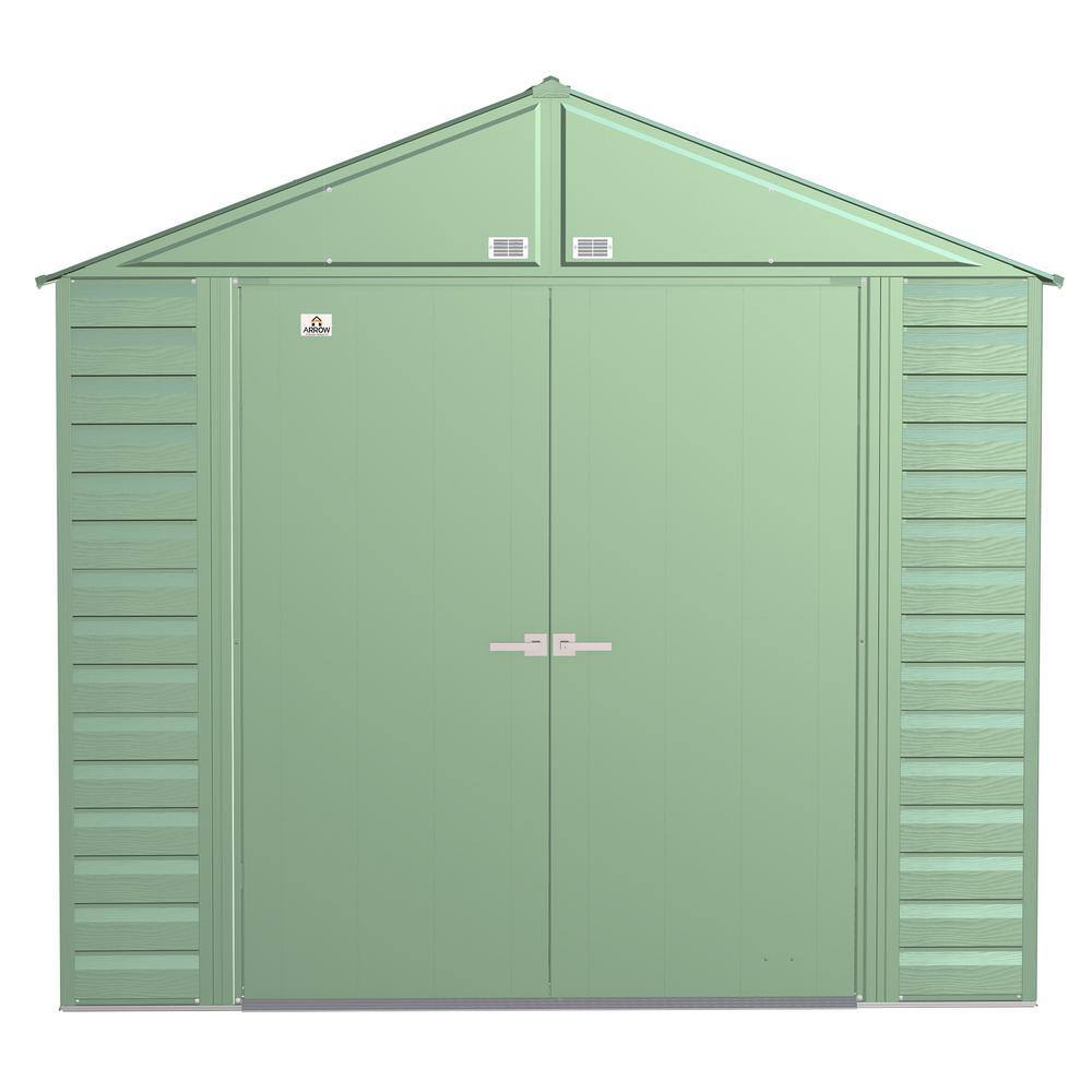 Arrow 8 ft. x 6 ft. Green Metal Storage Shed With Gable Style Roof 43 ...