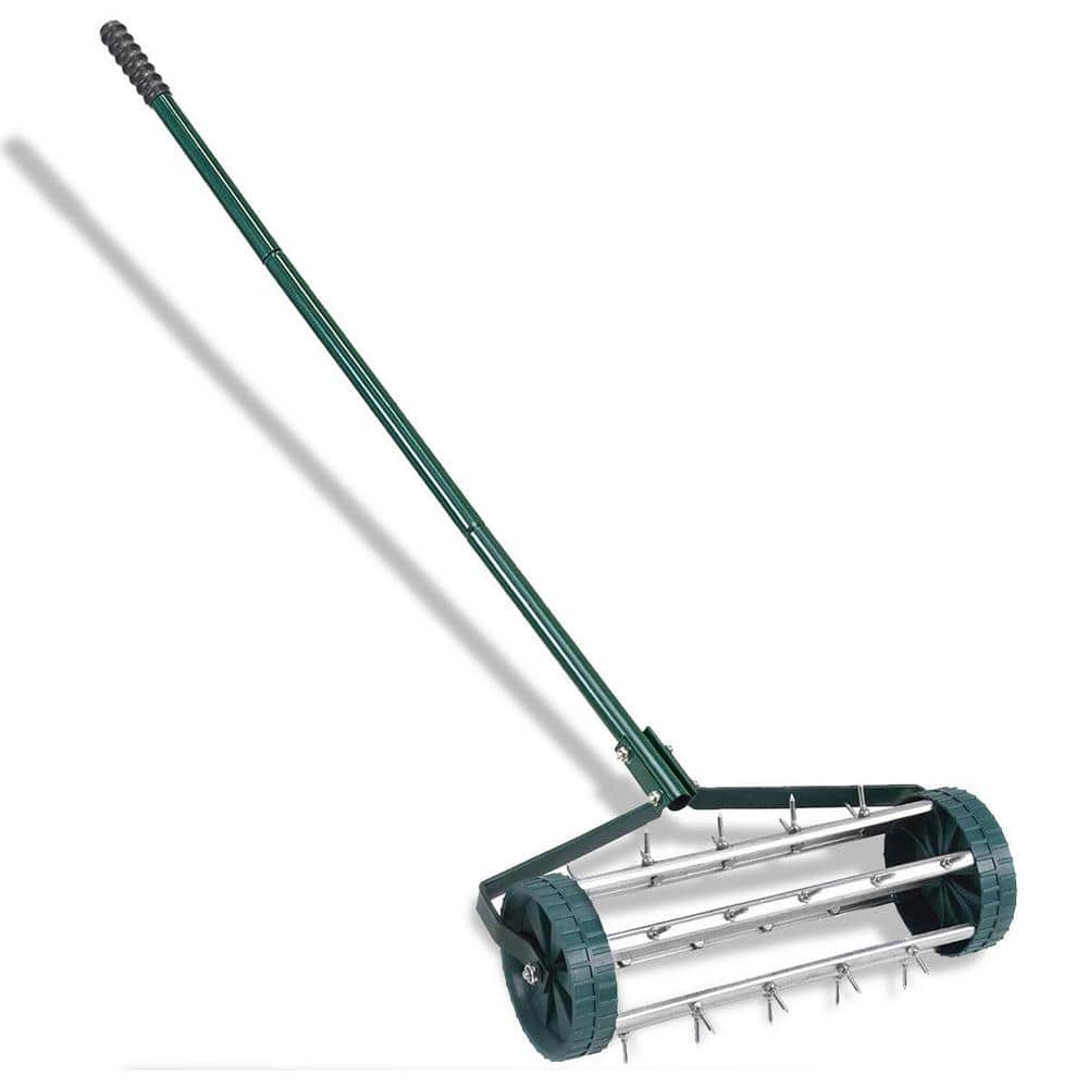 WELLFOR 18 in. Garden Rolling Lawn Aerator GT-HGY-2980 - The Home Depot