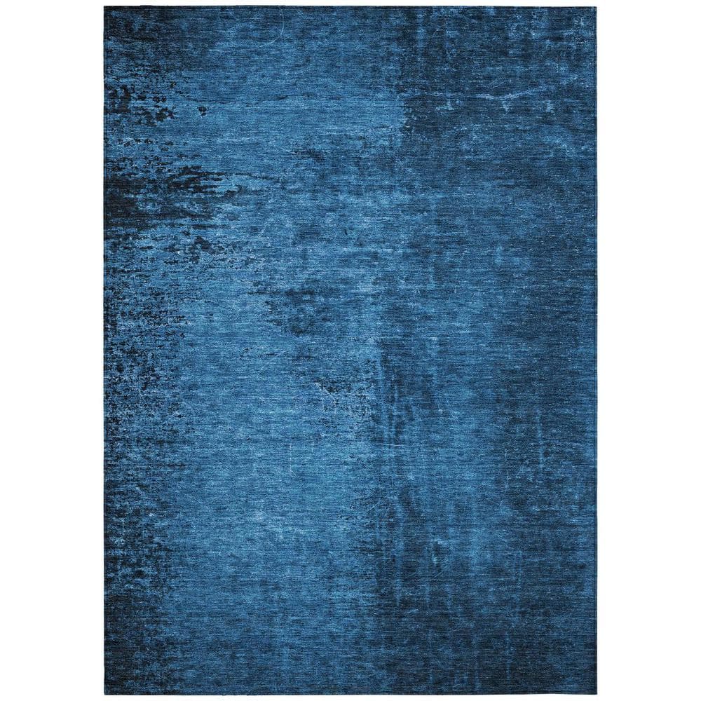 HomeRoots Navy Blue 3 ft. x 5 ft. Woven Abstract Rectangle Indoor ...