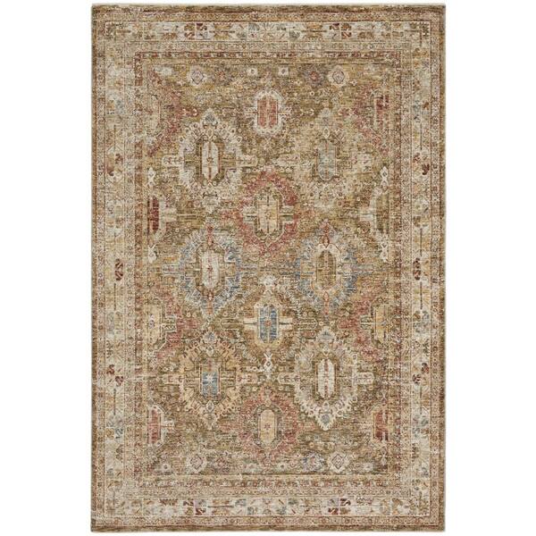 Nourison Sahar Green 5 ft. x 8 ft. Floral Vintage Traditional Area Rug ...
