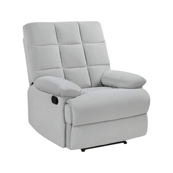 Lazzara Berenson Light Gray Velvet Recliner 8525LG-1 - The Home Depot