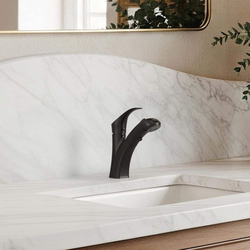 EVERSTEIN Retractale Single Handle Single Hole Bathroom Faucet with ...